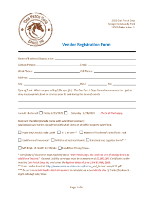 Fillable Online Vendor Registration Form - Savage Fax Email Print ...