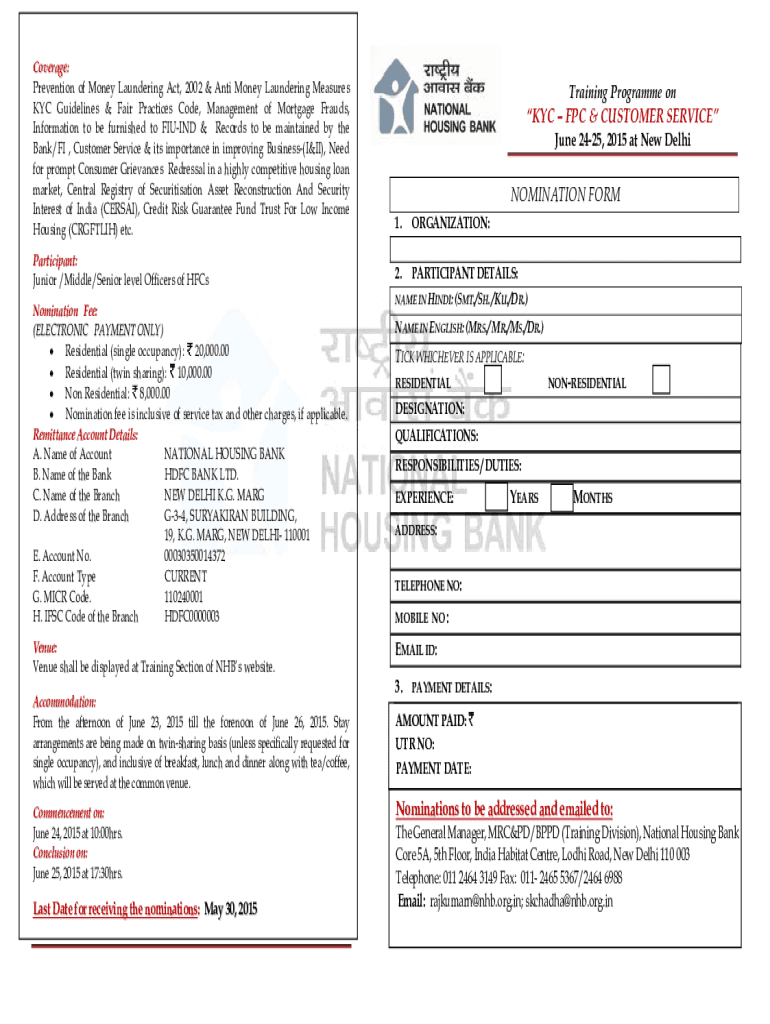 Fillable Online KYC FPC & CUSTOMER SERVICE NOMINATION FORM ... Fax ...