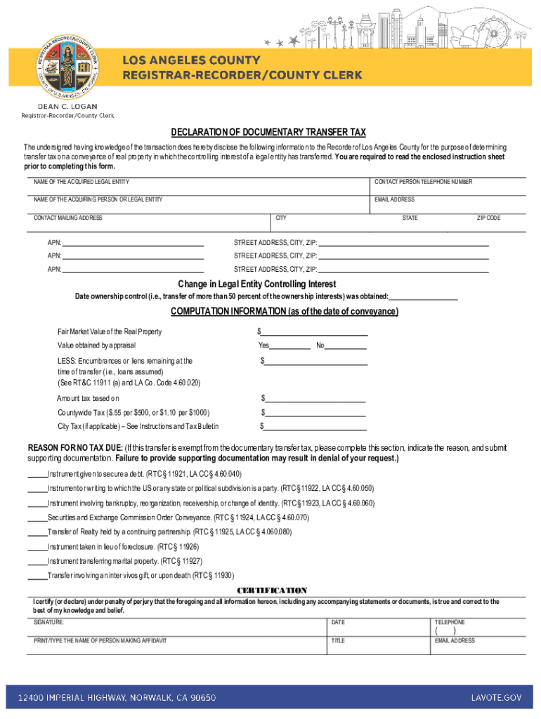 Fillable Online Documentary Transfer Tax (DTT) Affidavit - ACR521.pdf ...