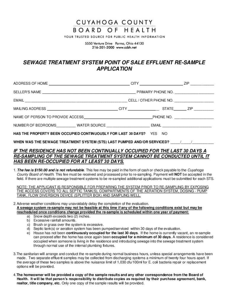 Fillable Online SEWAGE TREATMENT SYSTEM POINT OF SALE ... Fax Email Print - pdfFiller