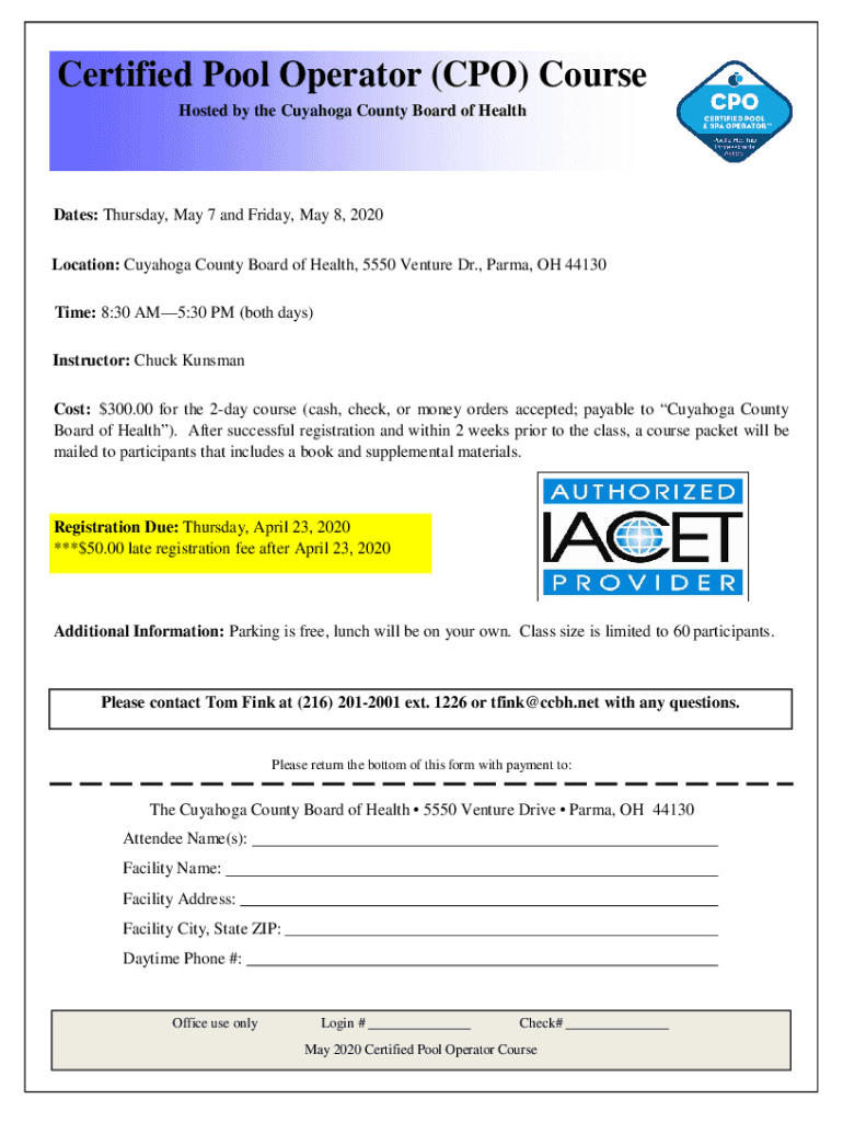 Fillable Online Find a PHTA Certification Class - Pool & Hot Tub ...