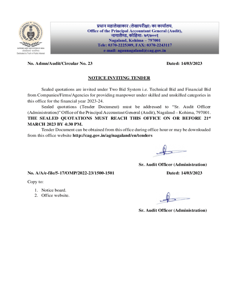 Fillable Online tenders-Manpower-under-skilled-and-unskilled-categories ...