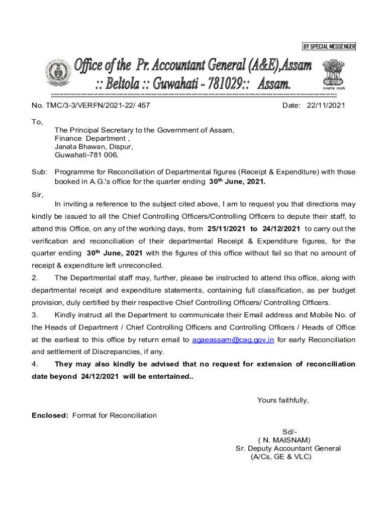 Fillable Online The Principal Secretary to the Government of Assam, Fax ...