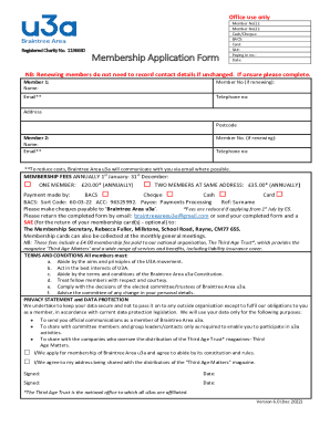 Fillable Online braintree u3a application form 202223v6 Fax Email Print ...