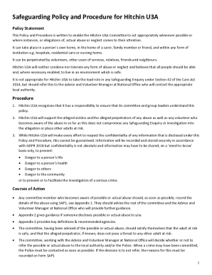 Fillable Online Safeguarding Policy and Procedure for Hitchin U3A Fax ...