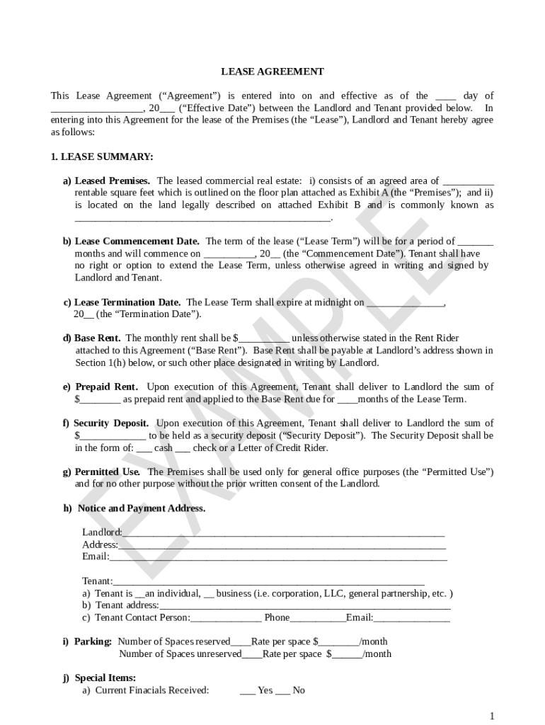 Fillable Online This Lease Agreement (Agreement) is entered into on and ...
