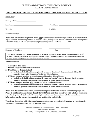 Fillable Online Continuing Contract Request Form 2022-2023 Fax Email ...