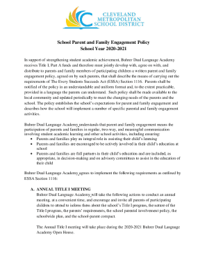 Fillable Online School Parent and Family Engagement Policy ... Fax ...