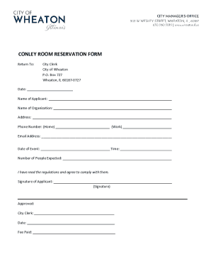 Fillable Online Conley Room Reservation Form. Reservation Form Fax Email Print - pdfFiller
