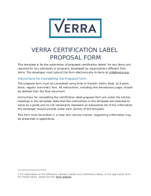 Verra Market Label Proposal v1.1 Doc Template | pdfFiller