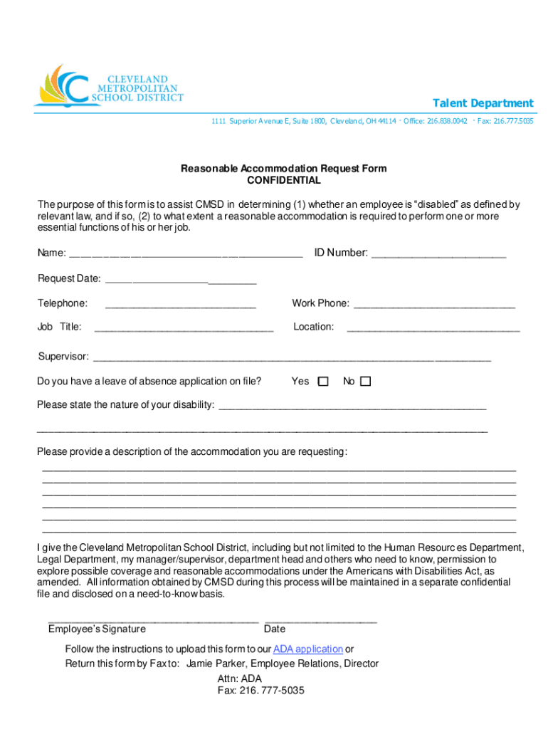 Fillable Online Request for Accommodations for Medical Inquiry ... Fax Email Print - pdfFiller