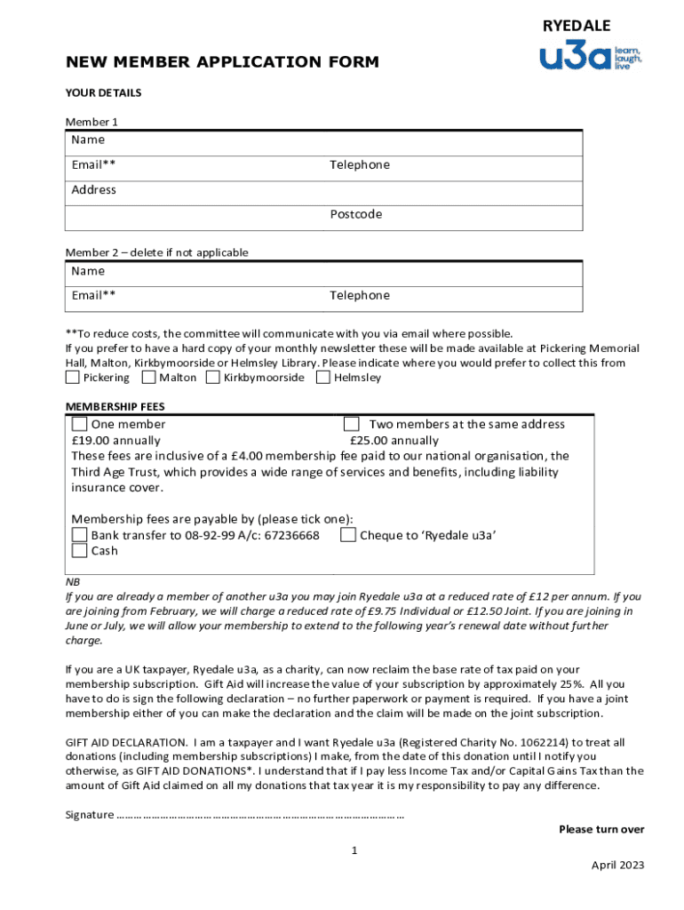 Fillable Online Get the free MEMBERSHIP APPLICATION FORM First ... Fax ...