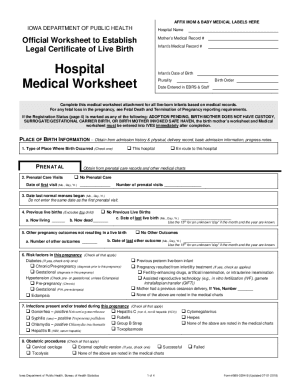 Fillable Online Official Worksheet to Establish Legal Certificate of Live Birth ... Fax Email ...