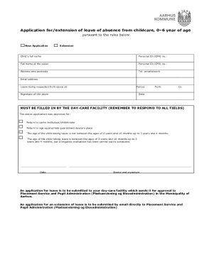 Fillable Online Application for Child Care Leave of Absence (Unpaid ...