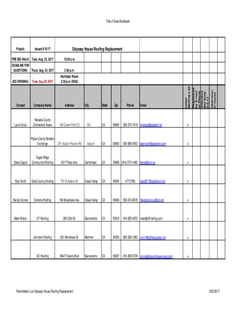 Fillable Online PlanHolders List Fax Email Print - pdfFiller