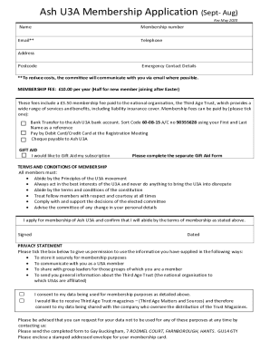 Fillable Online ashu3a org Ash u3a Membership Application (Sept21-Aug22 ...