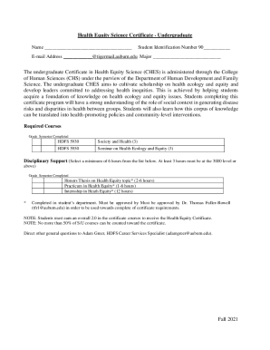 Fillable Online Health Equity Science Certificate - Undergraduate Fax ...