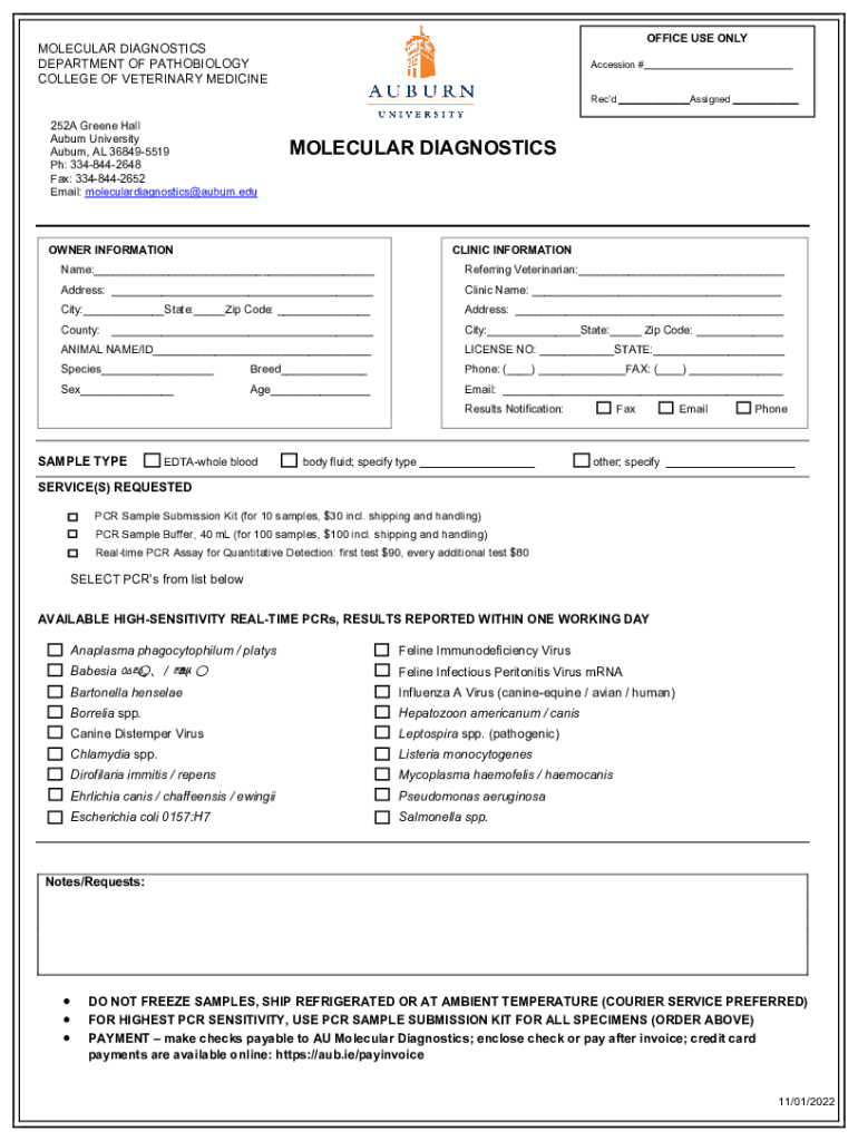 Fillable Online Department of Pathobiology and Veterinary Science Fax Email Print - pdfFiller