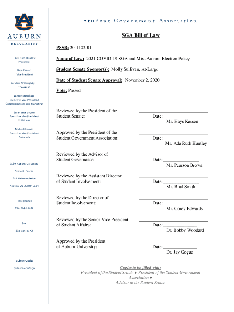 Fillable Online Auburn SGA - Facebook Fax Email Print - pdfFiller