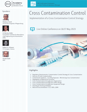 Fillable Online How to Develop an Effective Contamination Control ...