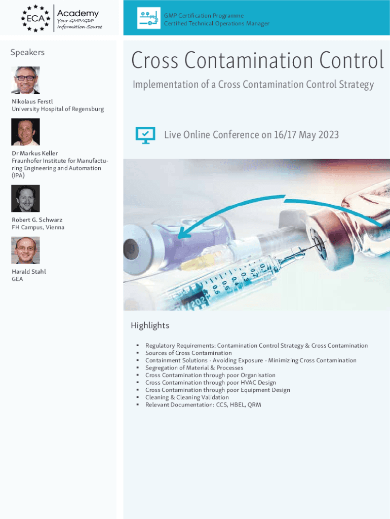 Fillable Online How to Develop an Effective Contamination Control ...