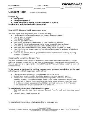 SAMPLE CoramBAAF Consent 2018 Doc Template | pdfFiller