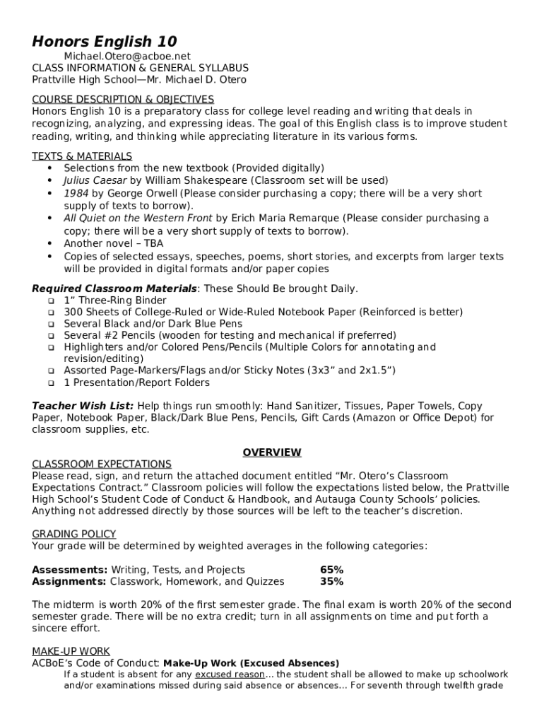 Michael Otero - Prattville High School Doc Template | pdfFiller