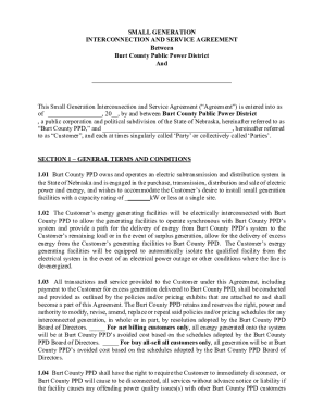 Fillable Online small generation system interconnection agreement Fax ...