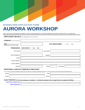 SCREEN NSWAURORA WORKSHOP APPLICATION 07/14 Doc Template | pdfFiller