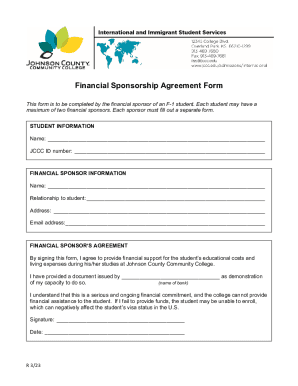 Fillable Online Financial Sponsorship Agreement Form Fax Email Print ...