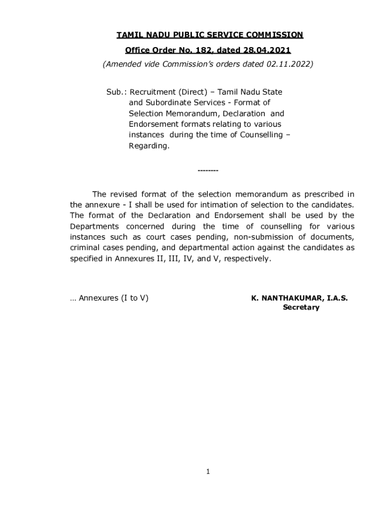 Fillable Online TAMIL NADU STATE AND SUBORDINATE SERVICES ... Fax Email Print - pdfFiller