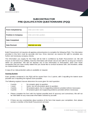 Subcontractor prequalification template: Fill out & sign ... Doc Template | pdfFiller