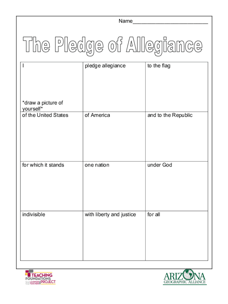 Fillable Online geoalliance asu Pledge of Allegiance to the Flag of the ...