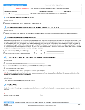 Fillable Online Recharacterization Request Form Primerica Shareholder ...