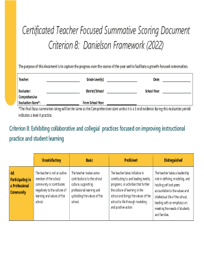 Fillable Online Danielson Criterion 1 - Focused Document Fax Email ...