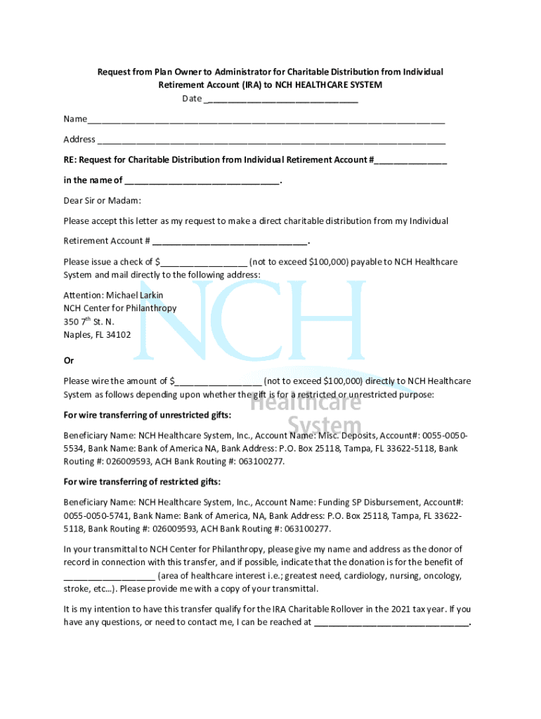 Fillable Online Sample Request Letter from Plan Owner to Administrator ...