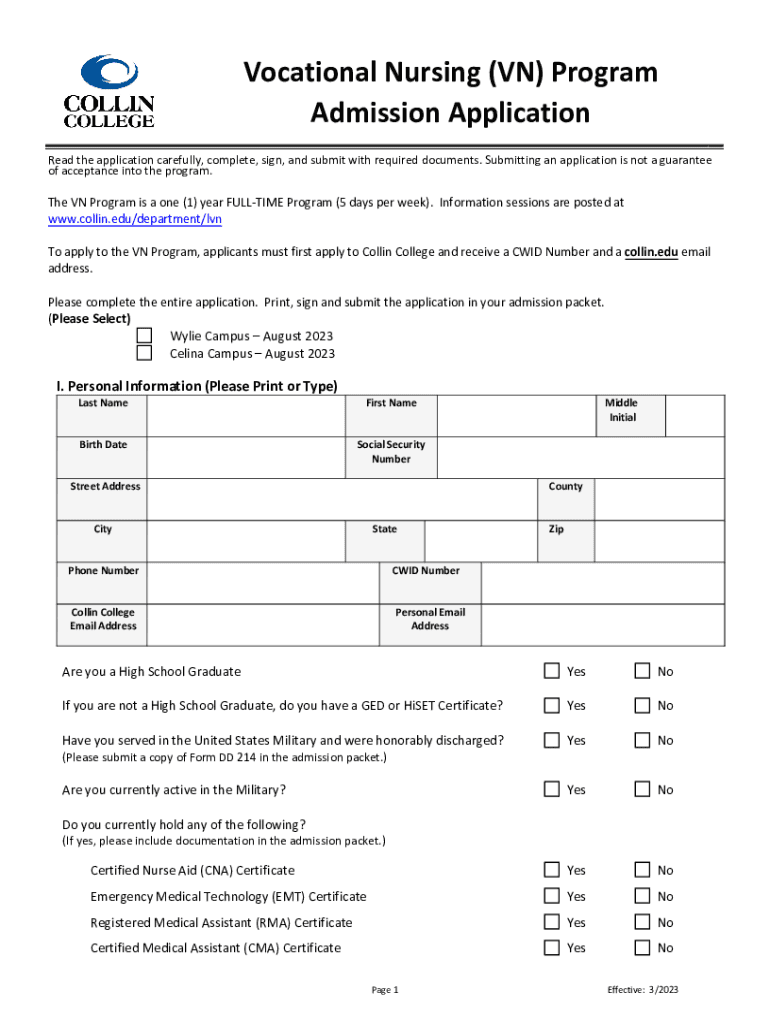 Fillable Online VN Program Details and Application Requirements Fax ...