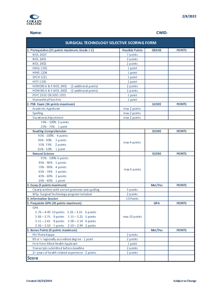 Fillable Online Surgical Assisting Program Advanced Technical Certificate ... Fax Email Print ...