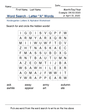 Fillable Online word-search-letter-a copy Fax Email Print - pdfFiller