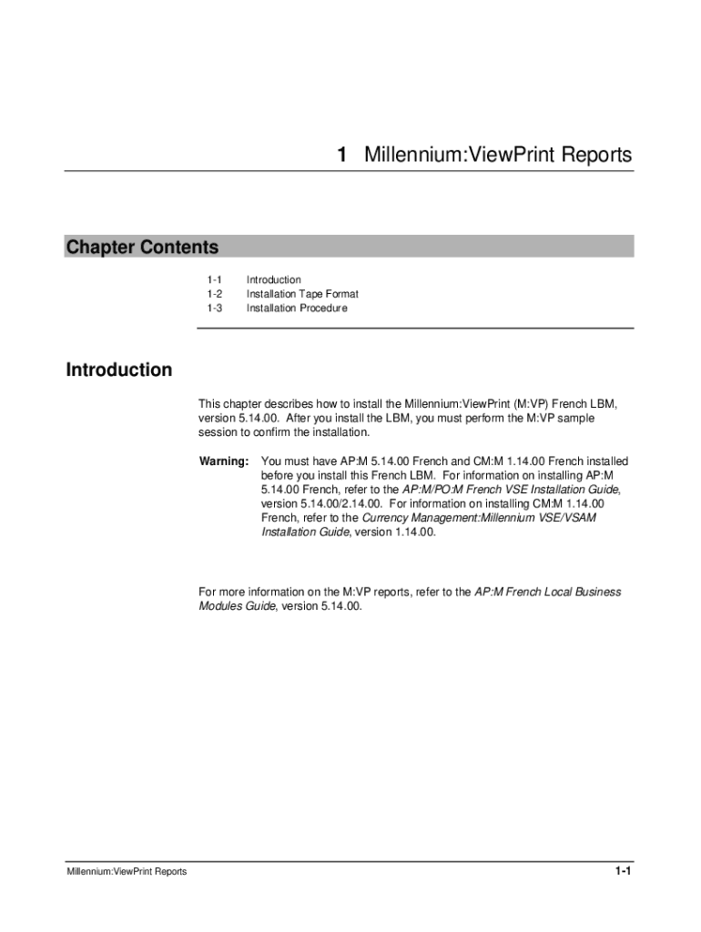 Fillable Online 1 Millennium:ViewPrint Reports Fax Email Print - pdfFiller