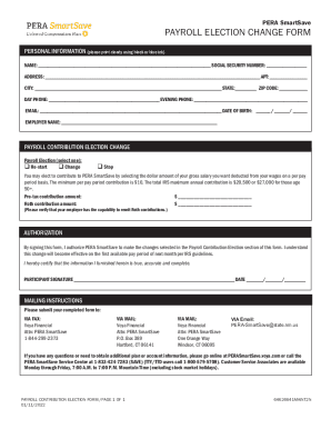 Fillable Online PAYROLL ELECTION CHANGE FORM Fax Email Print - pdfFiller