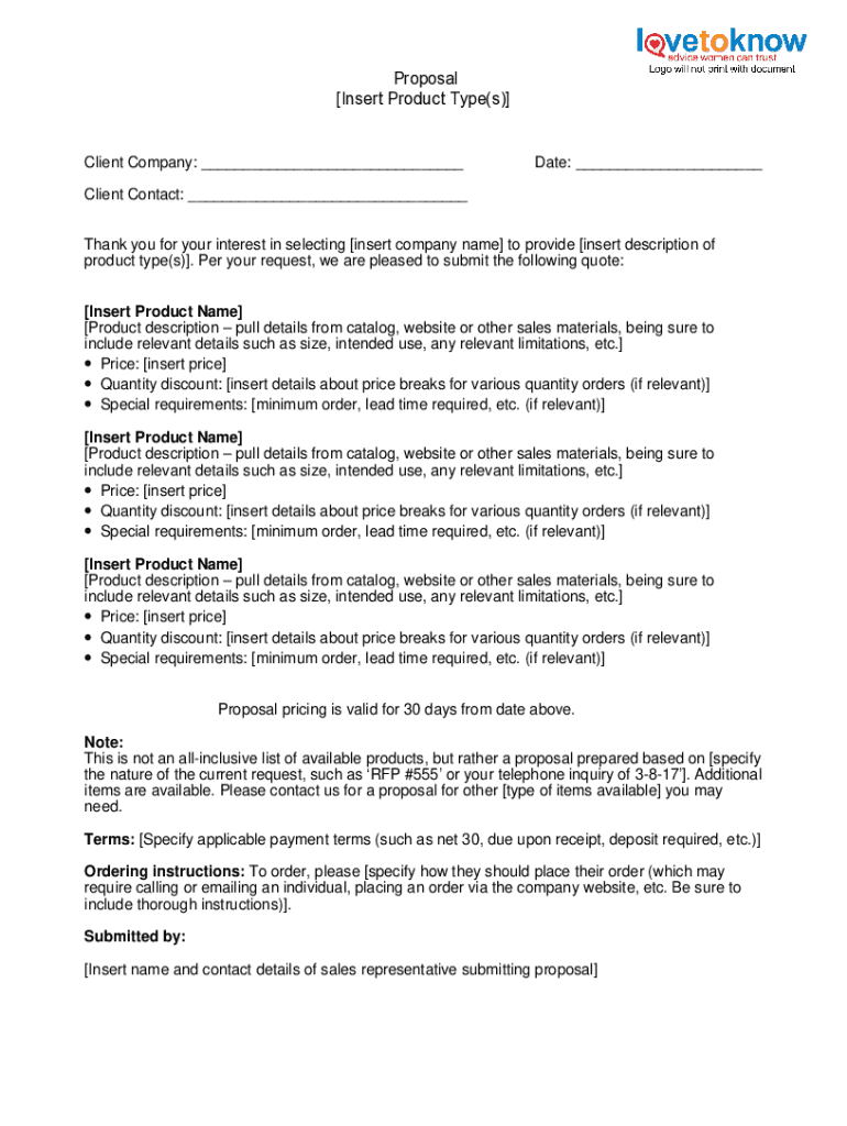 Fillable Online Business Proposal Sample. Business Proposal Sample Fax ...