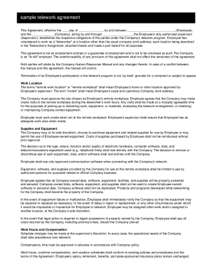 Fillable Online Department of Administration Telework Agreement Fax ...