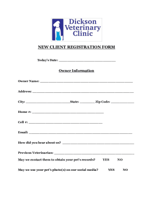 Fillable Online NEW CLIENT REGISTRATION FORM Fax Email Print - pdfFiller