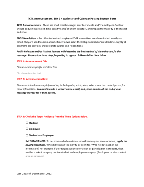 Fillable Online announcement-and-calendar-posting-request-form- ... Fax ...