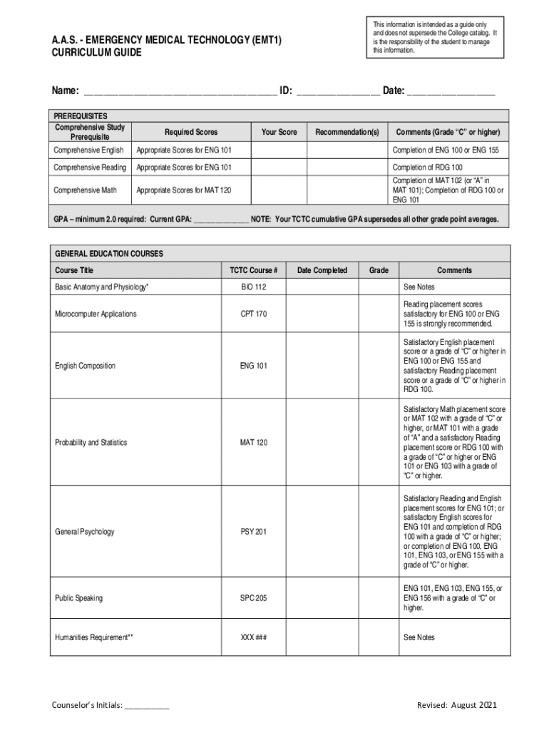 Fillable Online Emergency Medical Services Program Policies ...