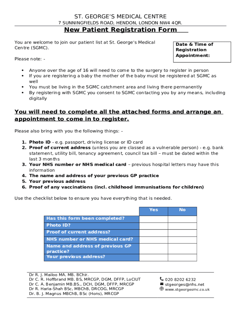 How to register - St George's Medical Centre Doc Template | pdfFiller