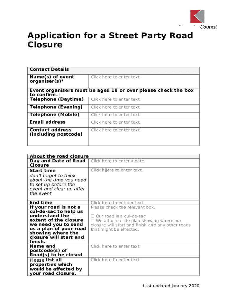 Street Party Application Doc Template | pdfFiller