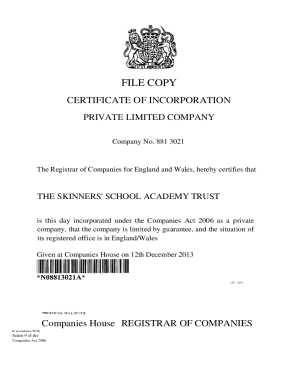 Fillable Online How to Obtain a Copy of a Certificate of Incorporation ...