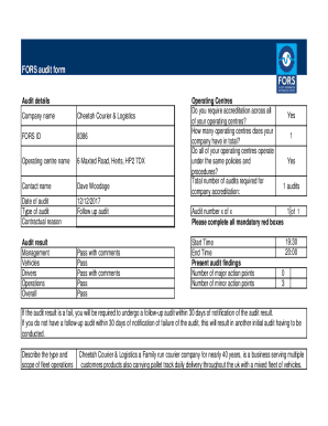 Fillable Online FORS audit form Fax Email Print - pdfFiller